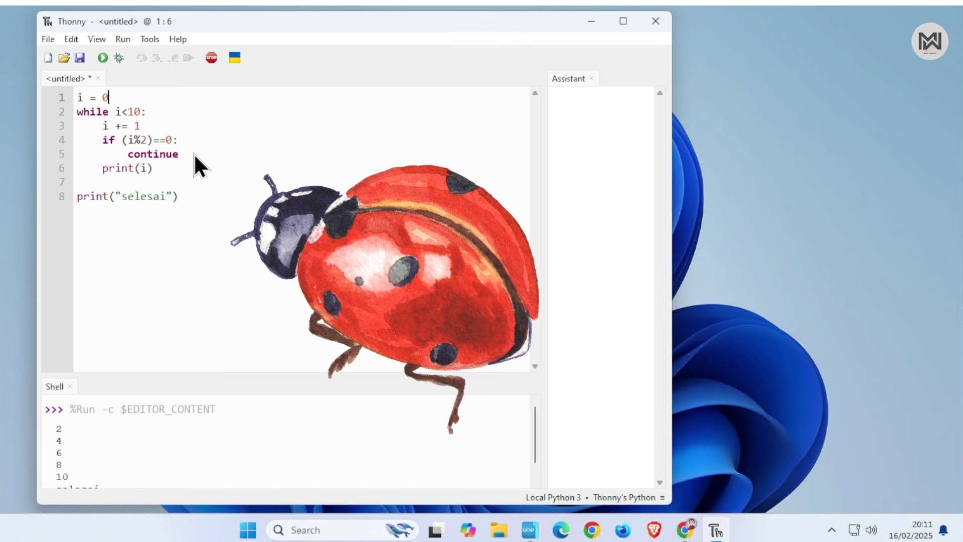 While + Thonny Debugging - Python Buat Semua